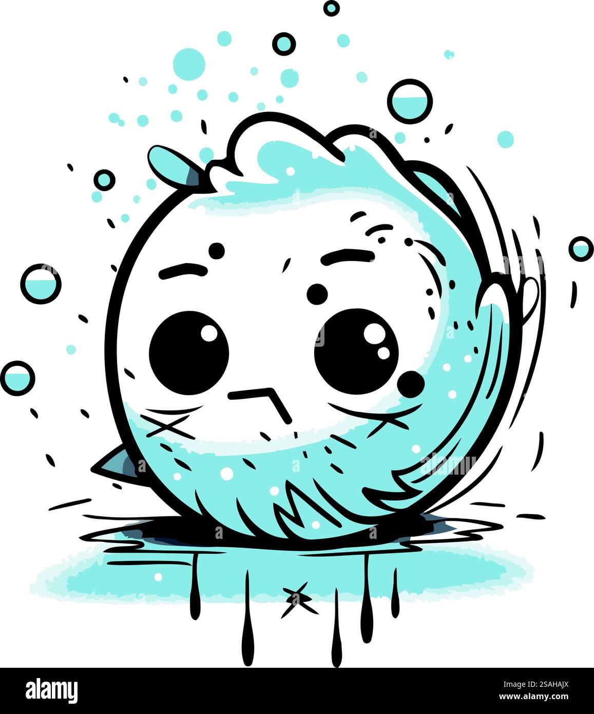 Illustration of a funny cartoon ice ball with eyes and mouth Stock ...