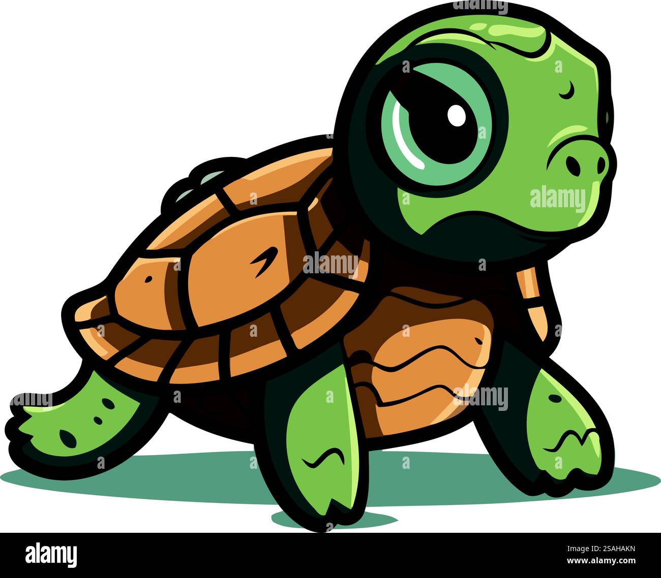 Vector illustration of a cute baby turtle isolated on a white ...
