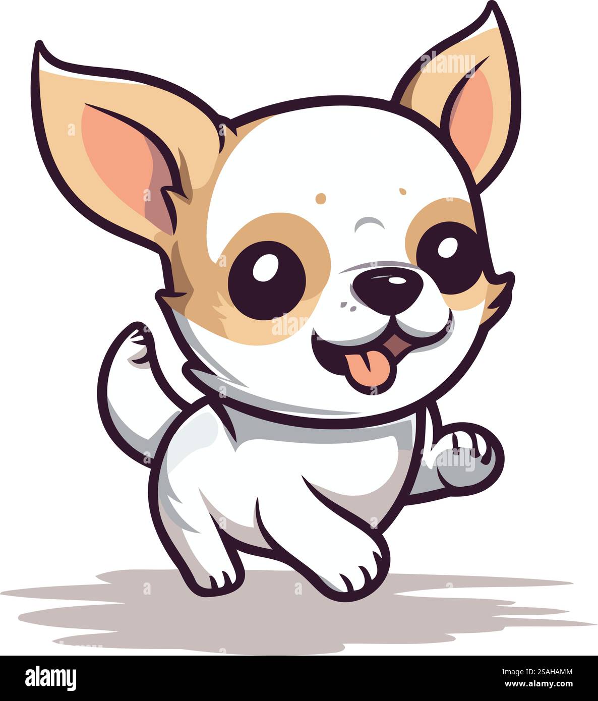 Cute cartoon chihuahua dog running. Vector illustration Stock Vector ...