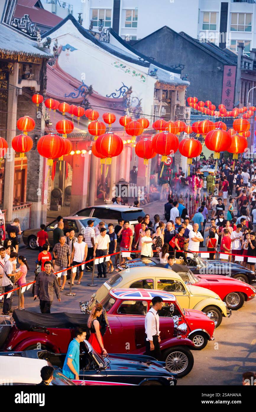 Georgetown, Penang, Malaysia - February 3, 2017: Crowded street scene ...