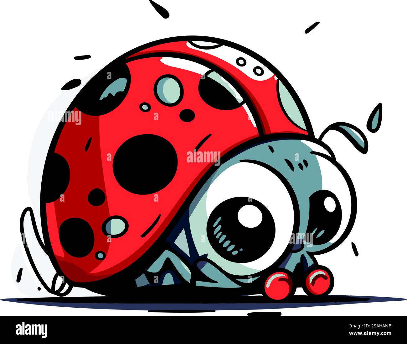 Cartoon ladybug on white background. Cute vector illustration Stock ...