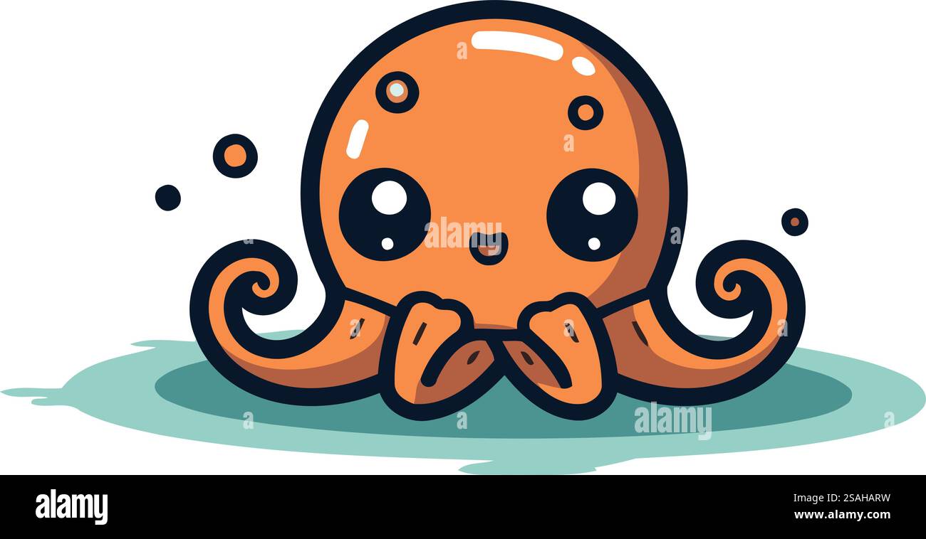 Cute octopus character vector illustration. Cute cartoon octopus ...