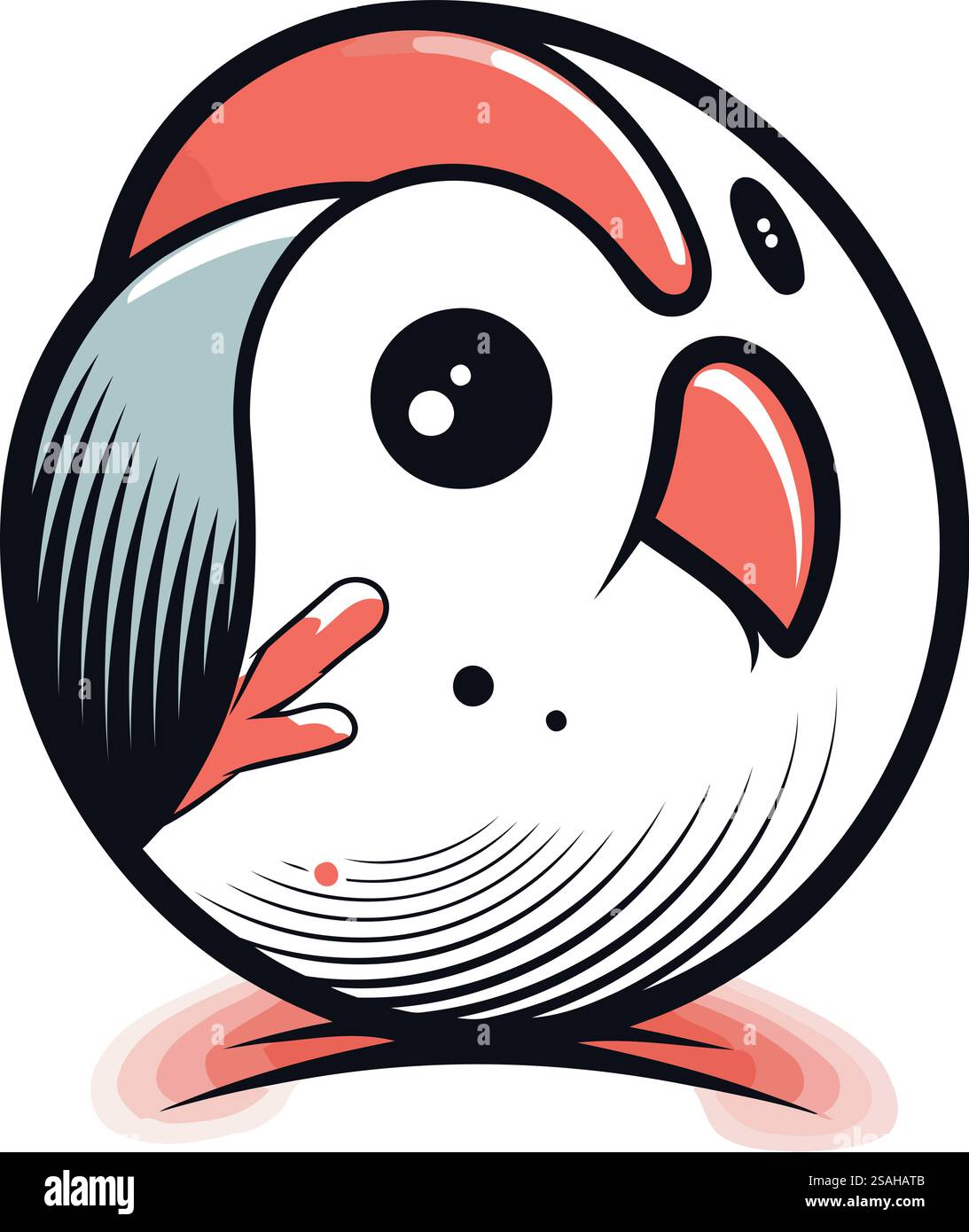 Cute cartoon penguin with red cap isolated on white background. Vector ...