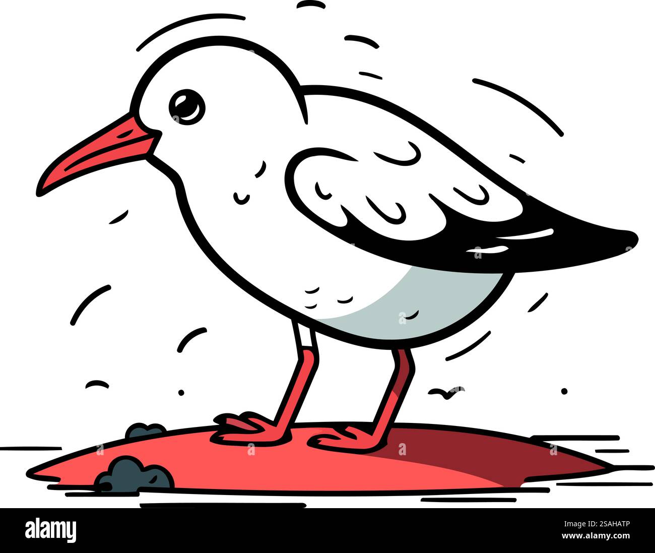 Seagull on the beach. Vector illustration in doodle style Stock Vector ...