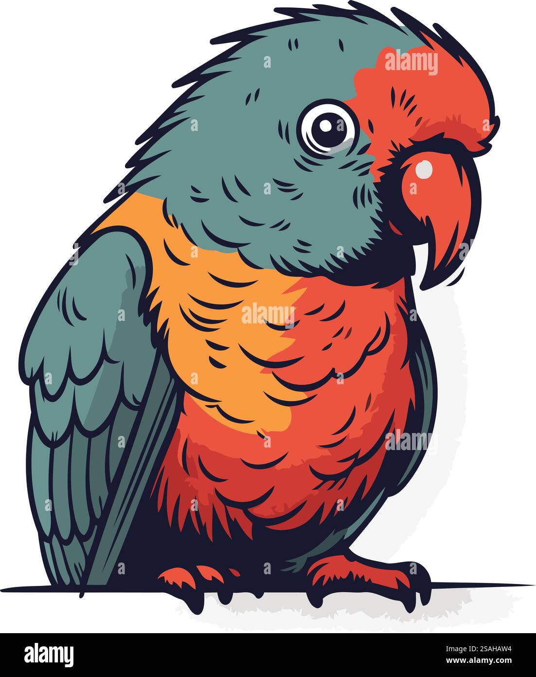 Colorful parrot isolated on a white background. Vector illustration ...