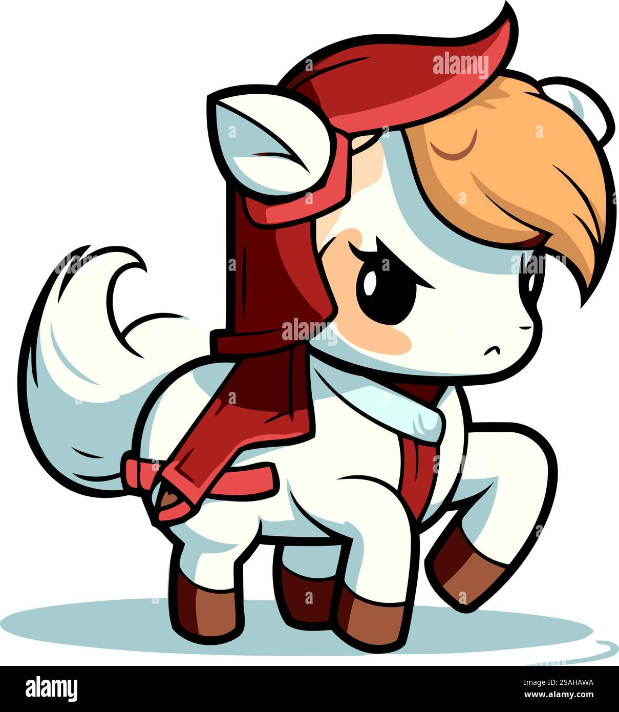Cute cartoon pony. Vector illustration. Isolated on white background ...