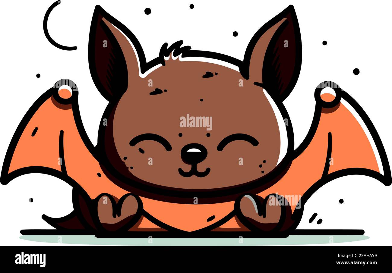 Cute little bat. Vector illustration in doodle style Stock Vector Image ...