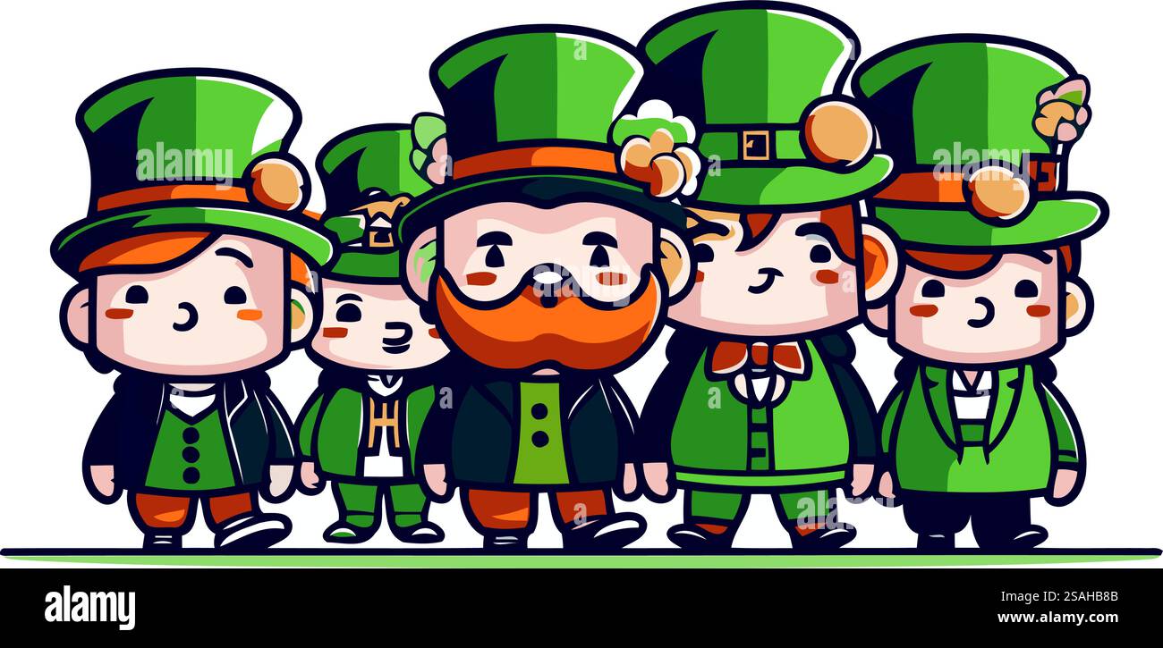 Happy leprechauns. St. Patricks Day. Vector illustration Stock Vector ...