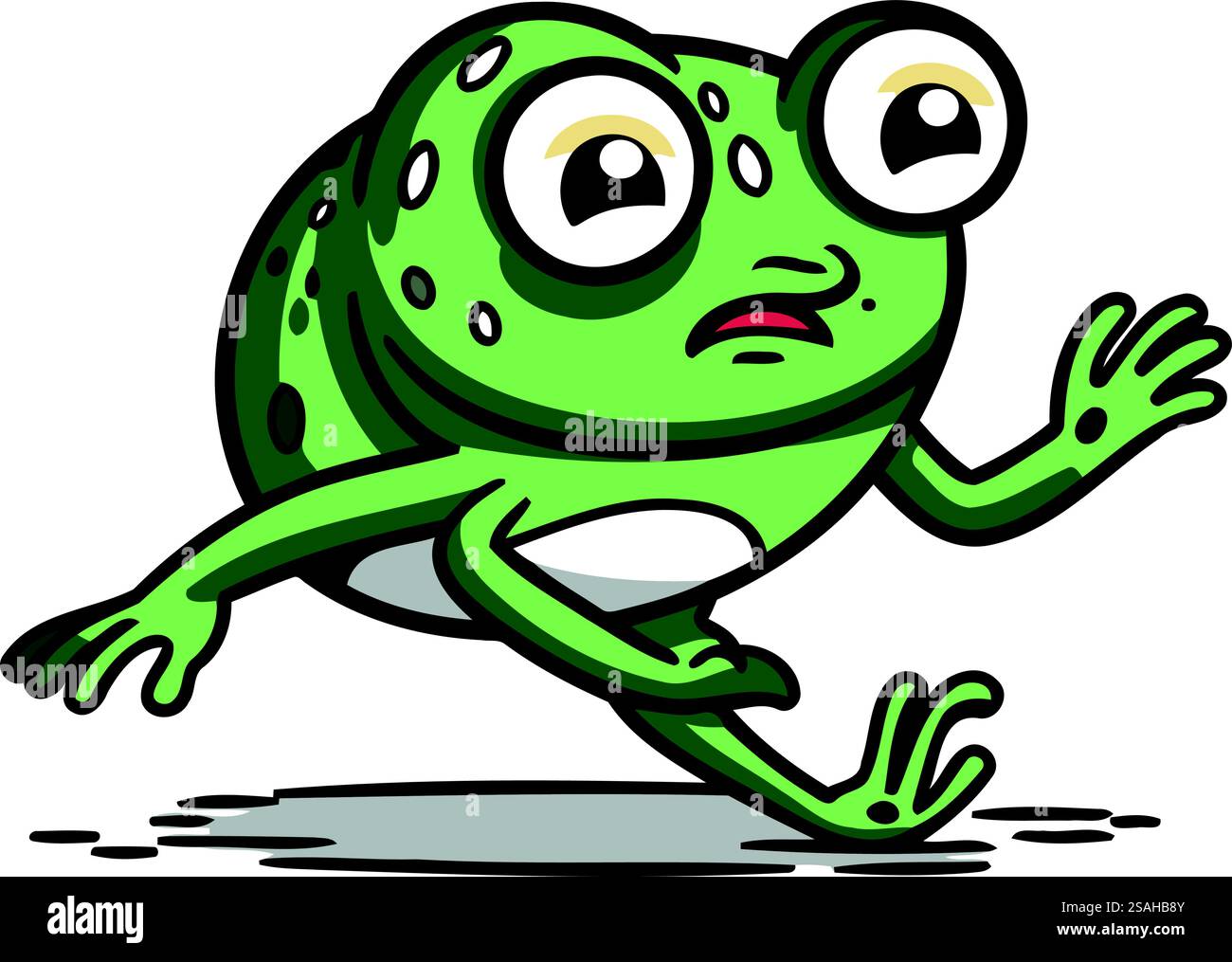 Frog running. Cartoon character. Vector illustration isolated on white ...
