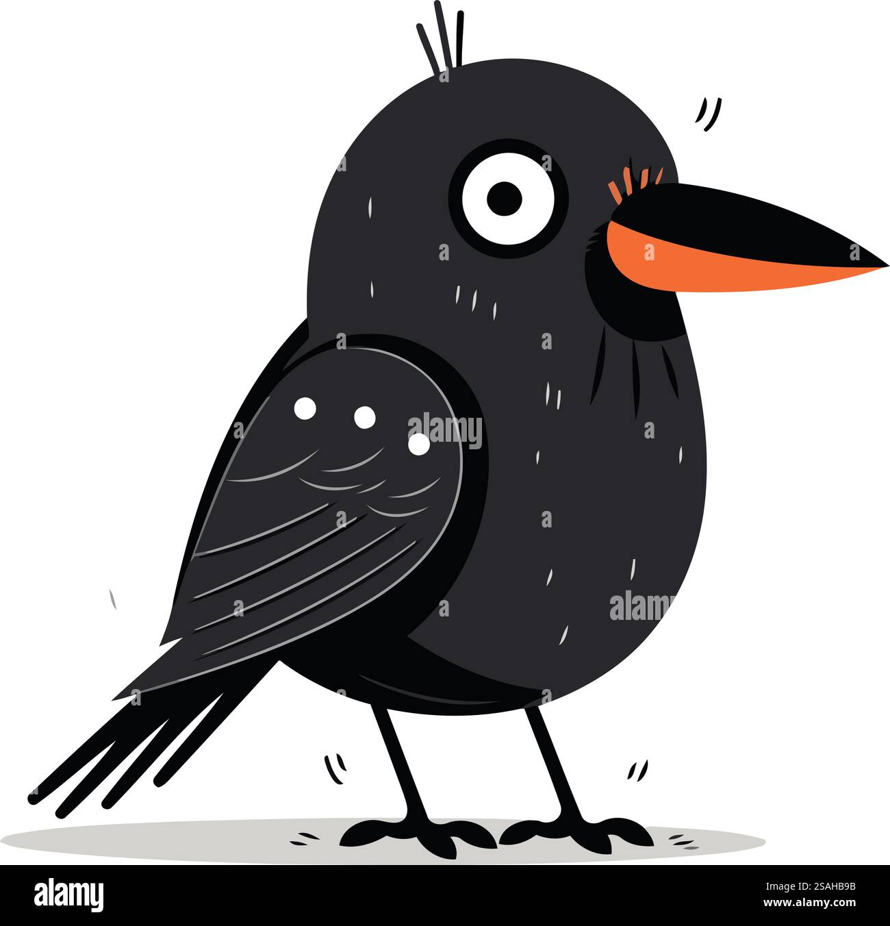 Cute black crow. Vector illustration isolated on a white background ...