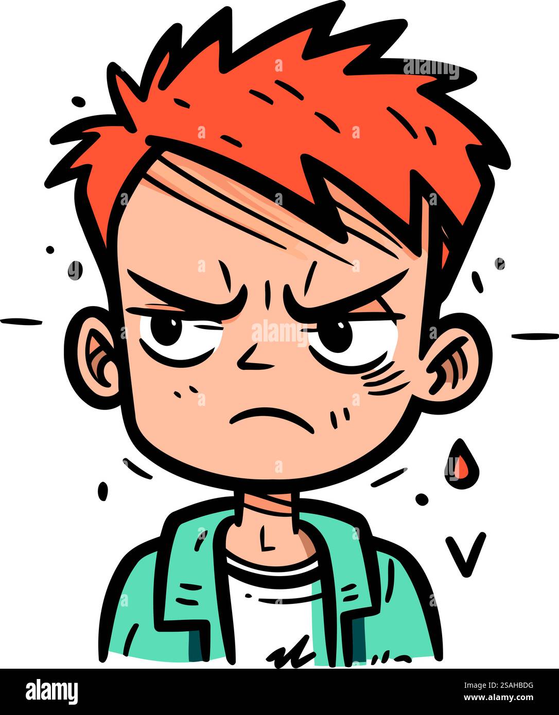 Sad boy with tears on his face. Vector illustration in cartoon style ...