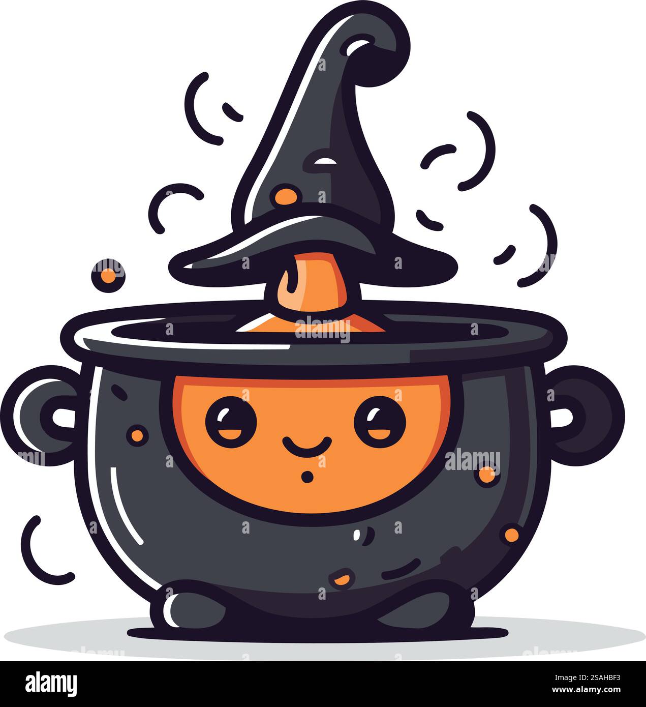 Cute Halloween witch cauldron. Vector illustration in cartoon style ...