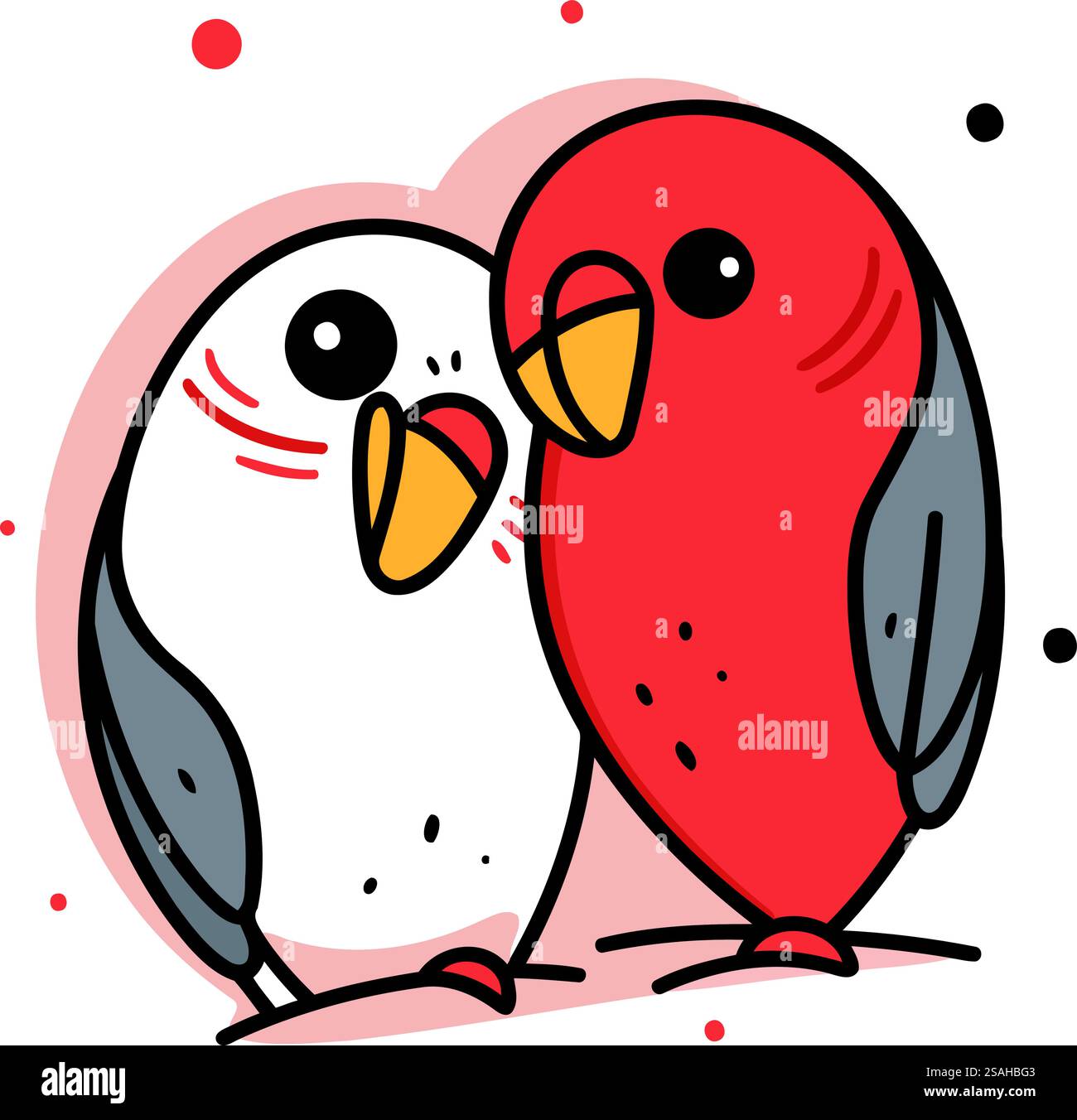 Cute couple of parrots. Vector illustration in cartoon style Stock ...