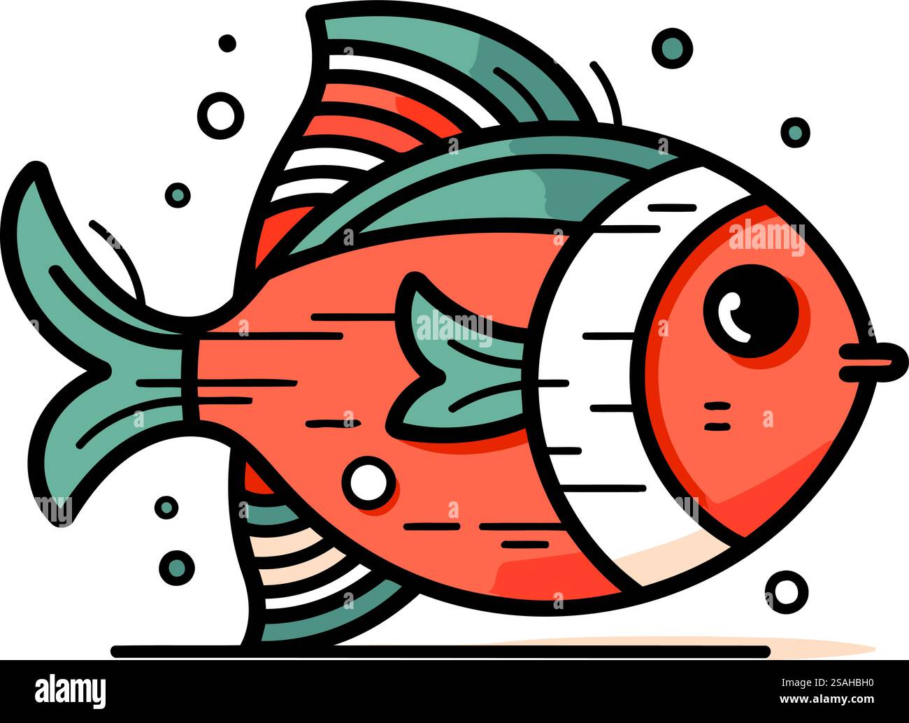 Cute cartoon fish in flat style. Isolated vector illustration Stock ...