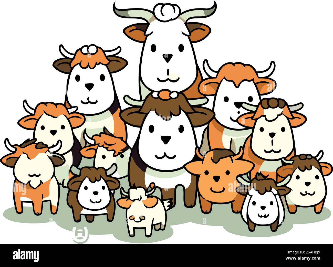 Cartoon cow family. Cute cartoon farm animals. Vector illustration ...