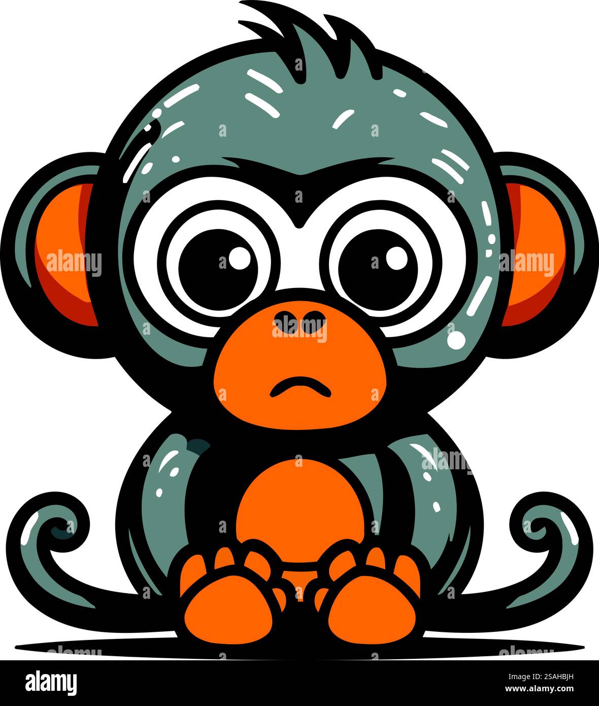 Monkey sitting on the floor. Cartoon character. Vector illustration ...