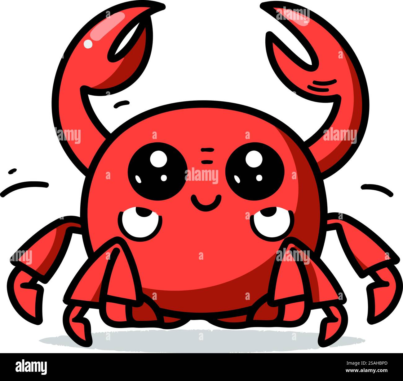 Cute Cartoon Crab Character Vector Illustration. Isolated on White ...