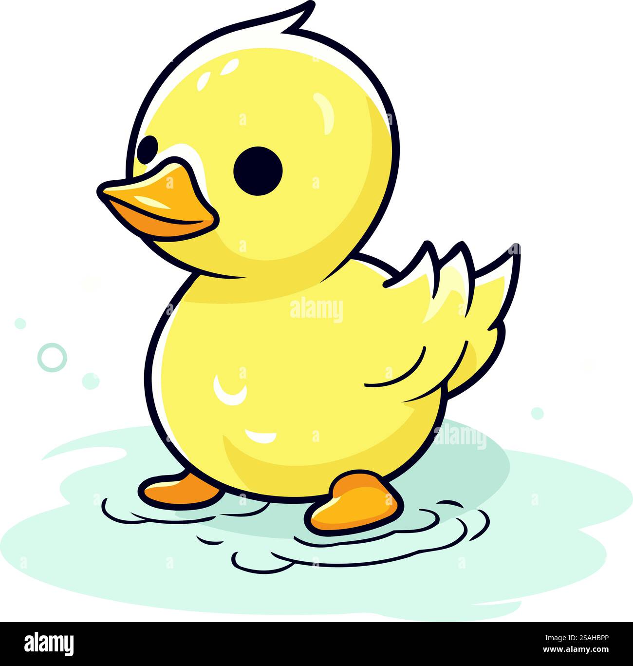 Cute little yellow duckling swimming in water. Vector illustration Stock Vector Image & Art - Alamy