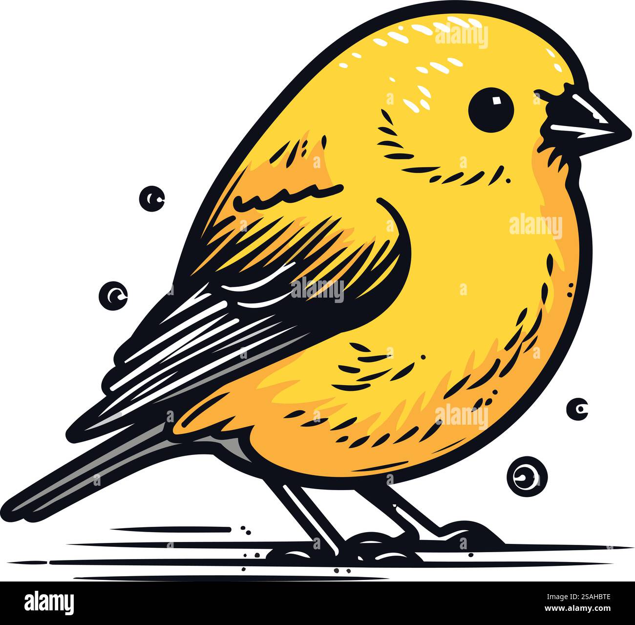 Vector illustration of a yellow bird. Isolated on white background ...