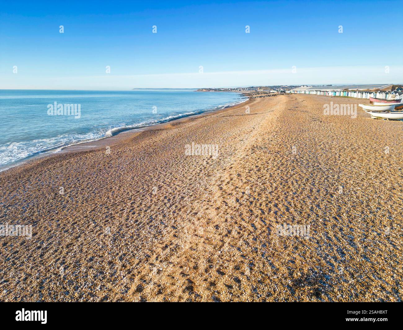 aerial view of the shingle beach at bulverhythe on the east sussex ...