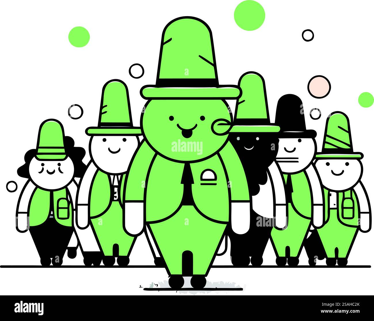 Cartoon Leprechauns Standing Together. Vector Illustration Stock Vector ...