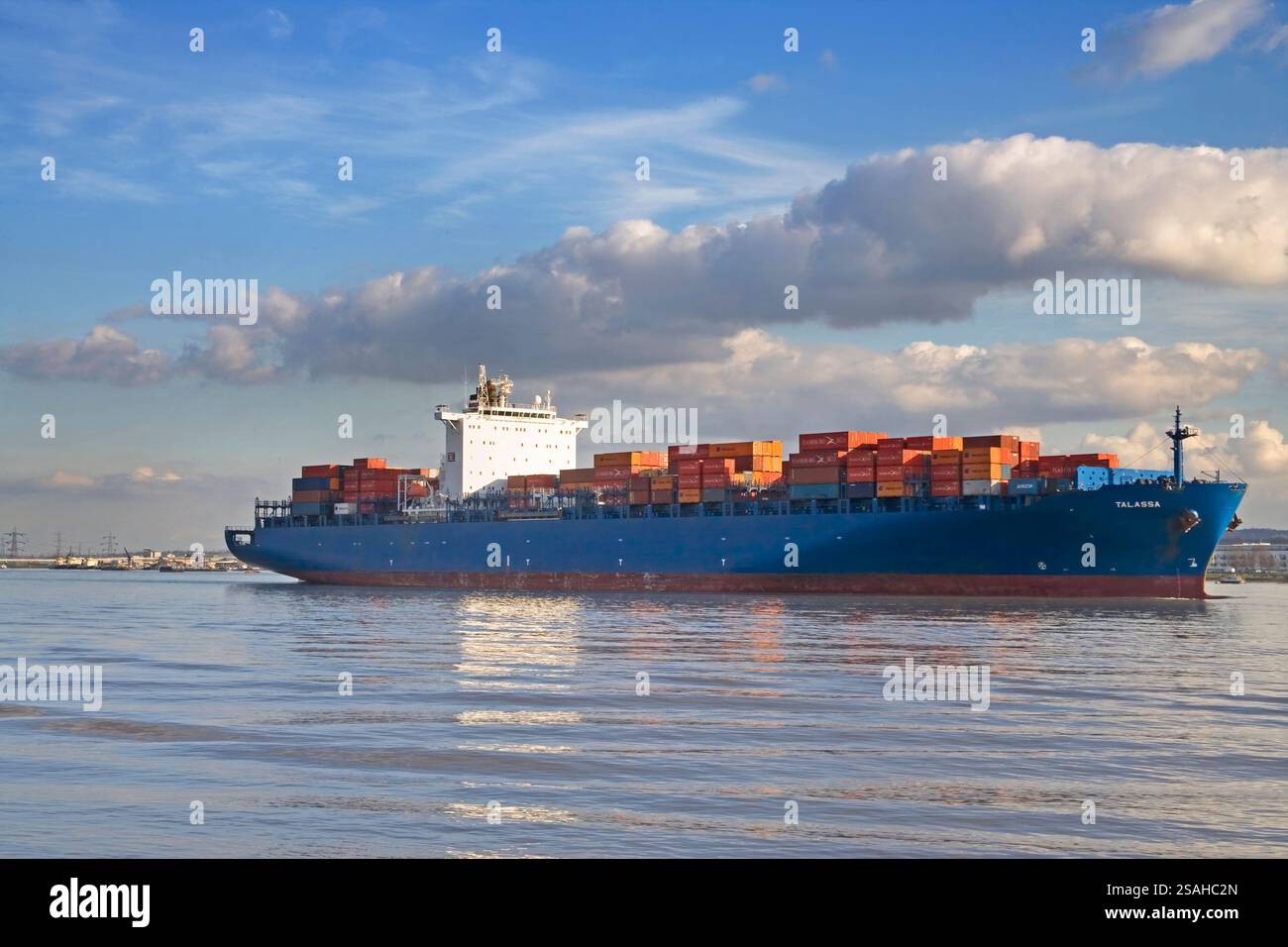 container ship passing tilbury on the river thames in london Stock ...