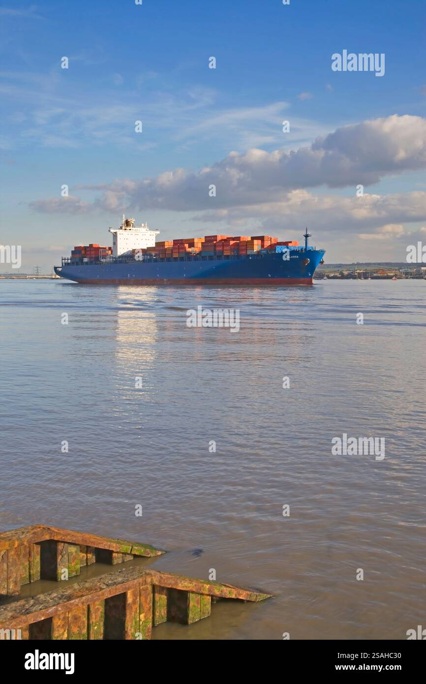 container ship passing tilbury on the river thames in london Stock ...