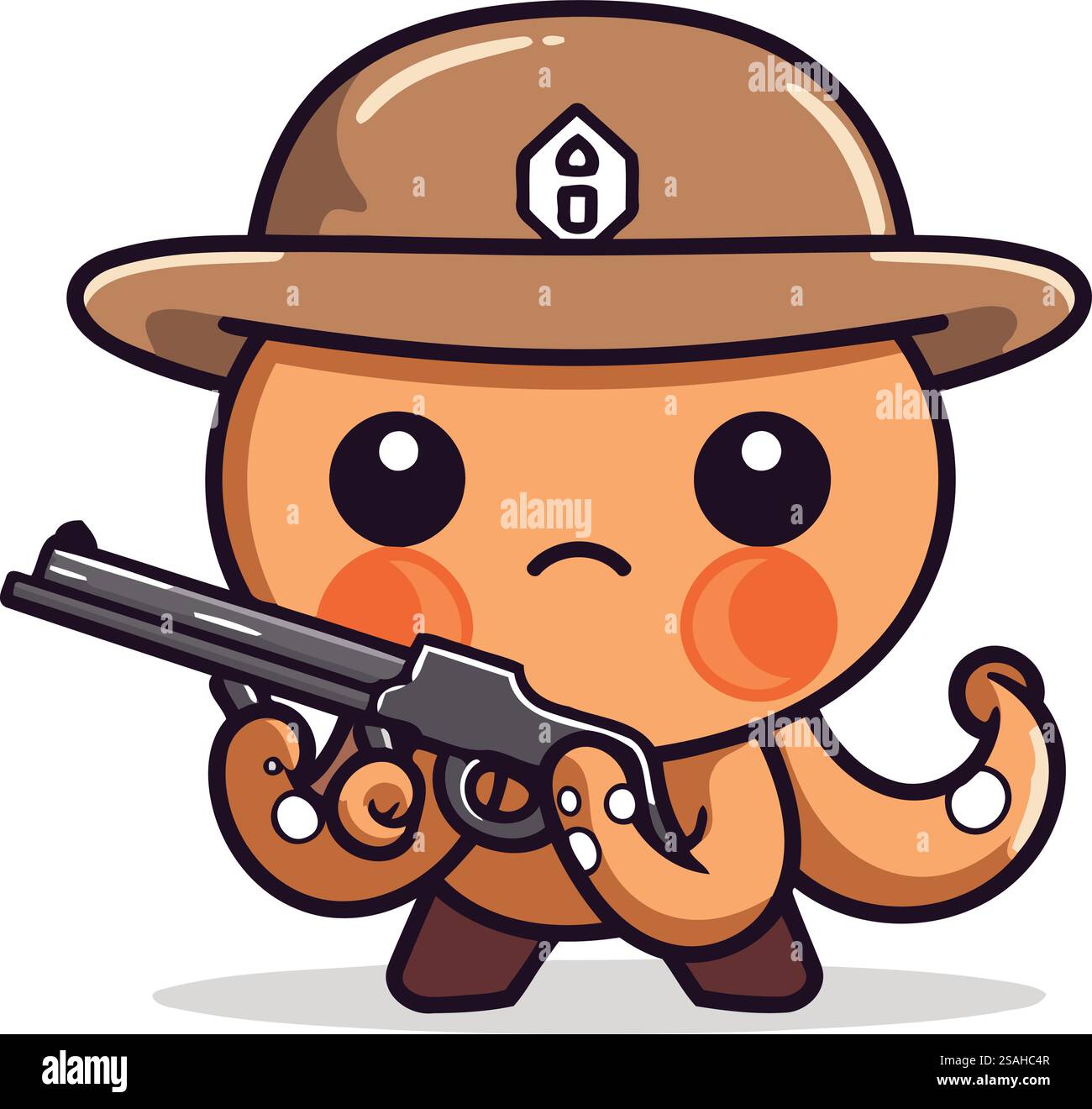 Cute Cowboy Cartoon Mascot Character With Gun Vector Illustration Stock ...