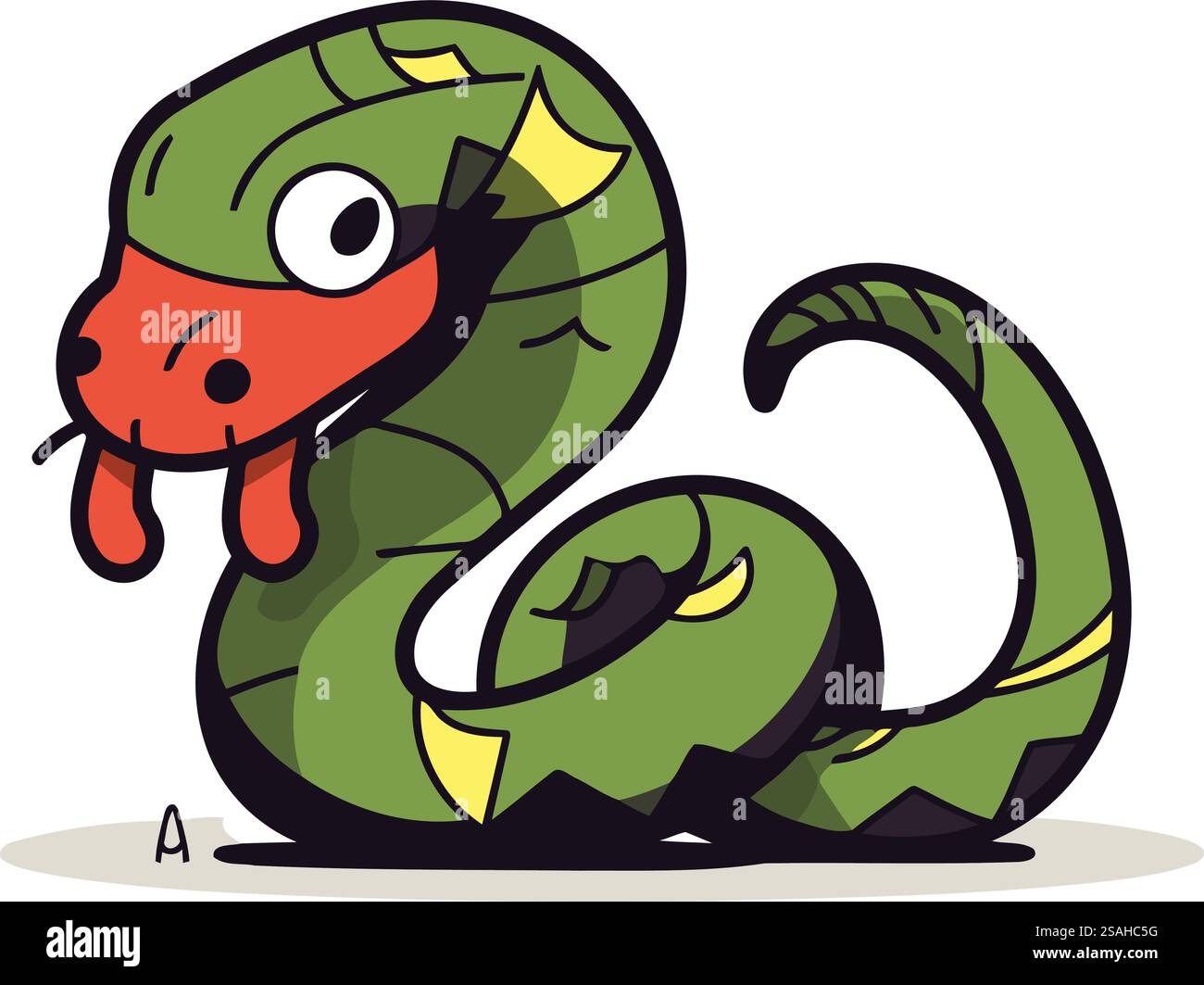 Cute snake cartoon vector illustration. Cute green snake character ...