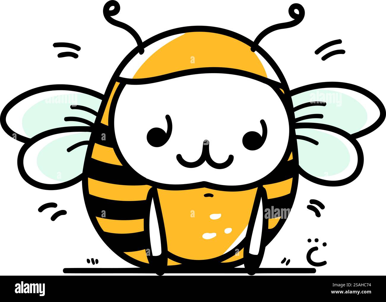 Cute cartoon bee. Vector illustration. Isolated on white background ...