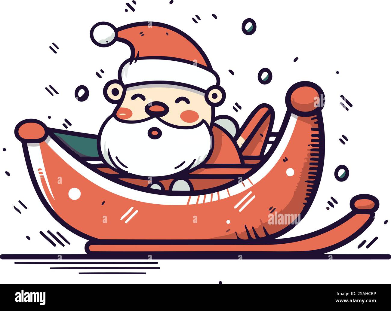 Santa Claus in a sleigh. Vector illustration in cartoon style Stock ...