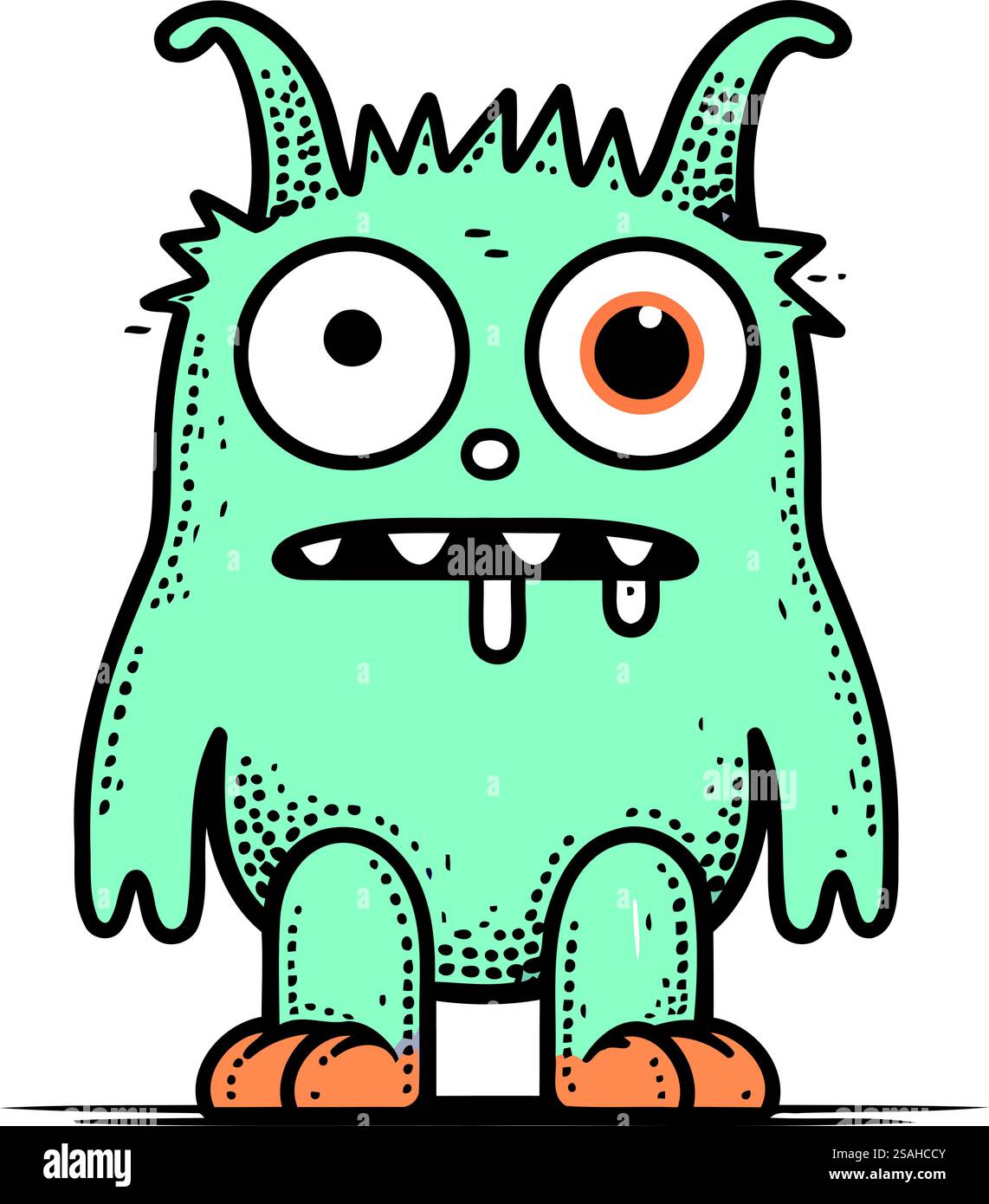 Cartoon monster. Vector illustration of funny monster. Cute monster ...
