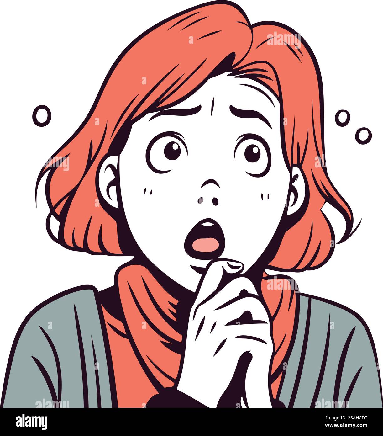 Illustration of a young woman with a surprised expression. Vector ...