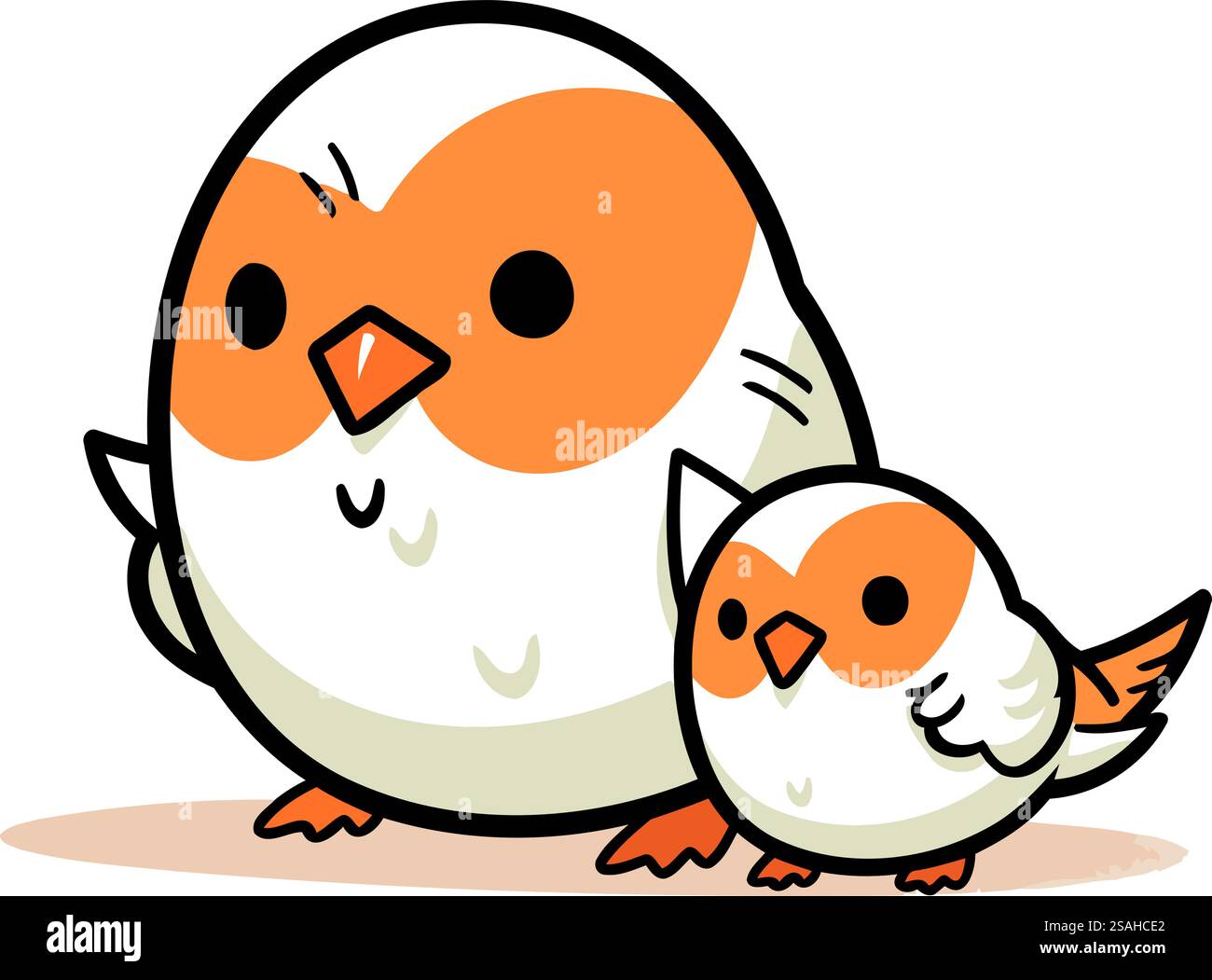 Illustration of cute cartoon robin and chick. Vector illustration Stock ...