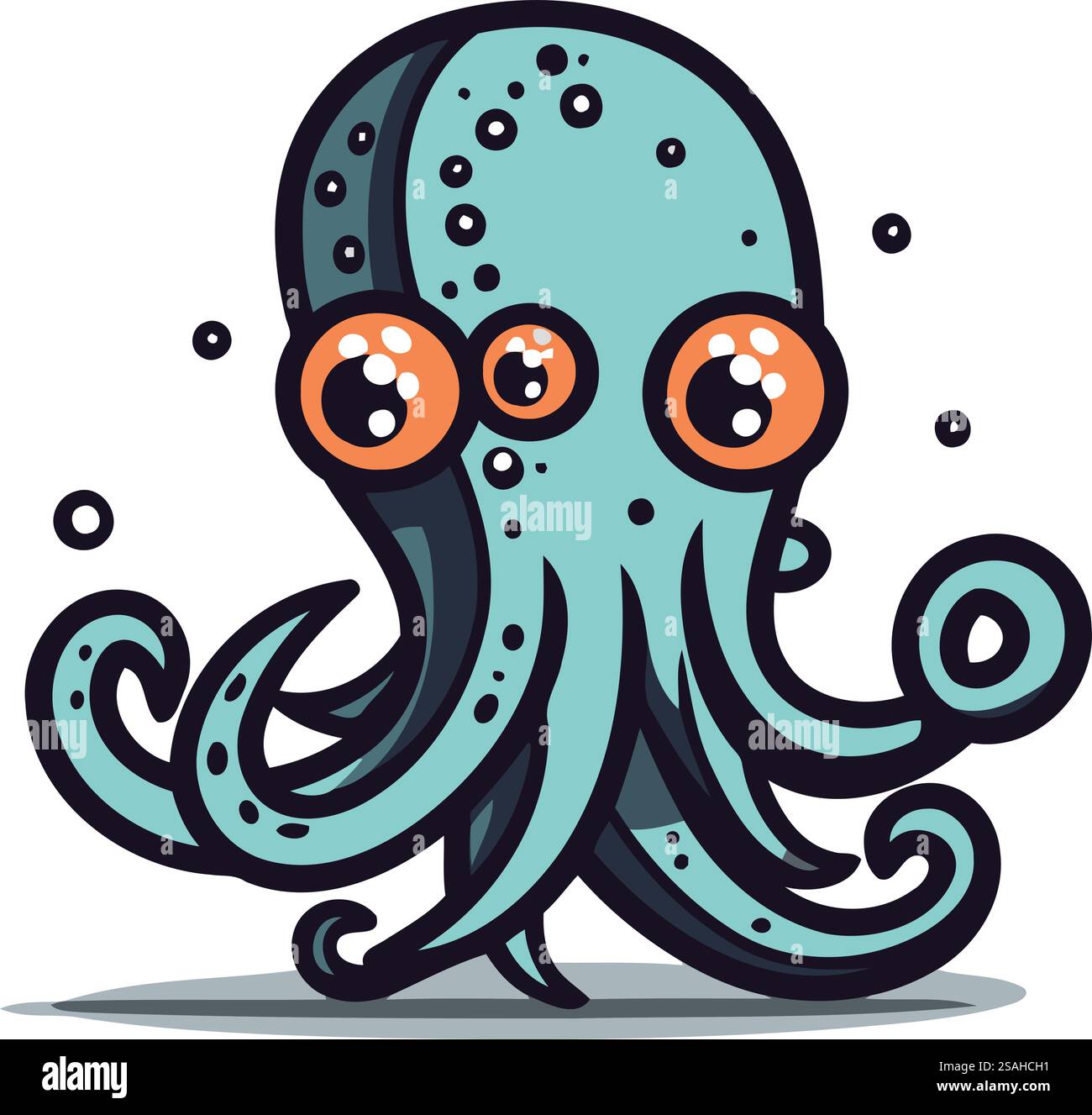 Cartoon octopus. Vector illustration. Isolated on white background ...