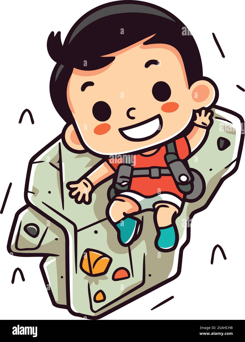 Climbing boy. Cute cartoon character. Vector illustration Stock Vector ...