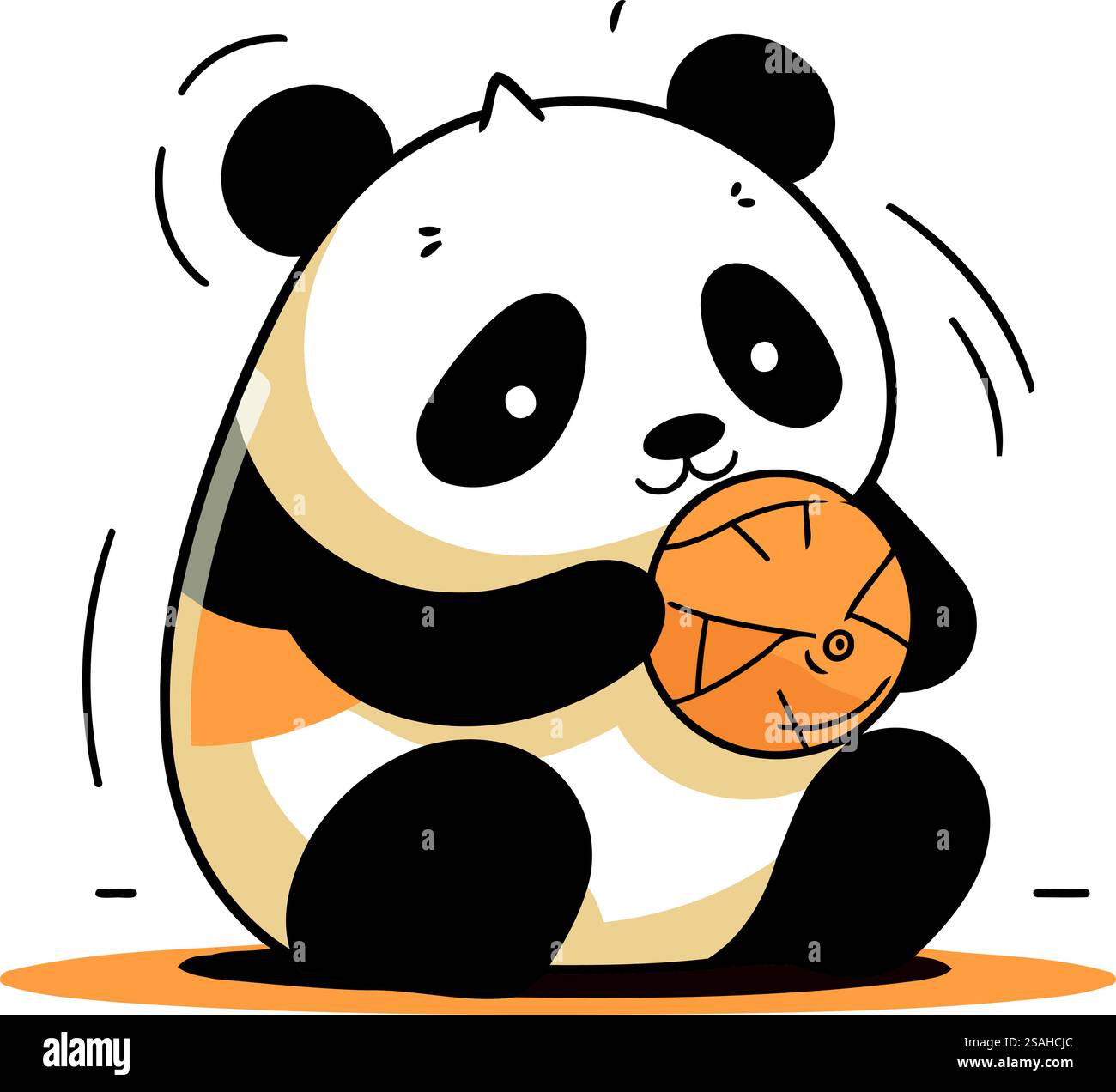 Panda playing basketball. Cute cartoon character. Vector illustration ...
