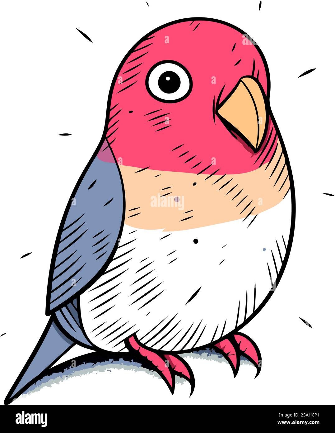 Illustration of a cute red bird on a white background. Vector ...