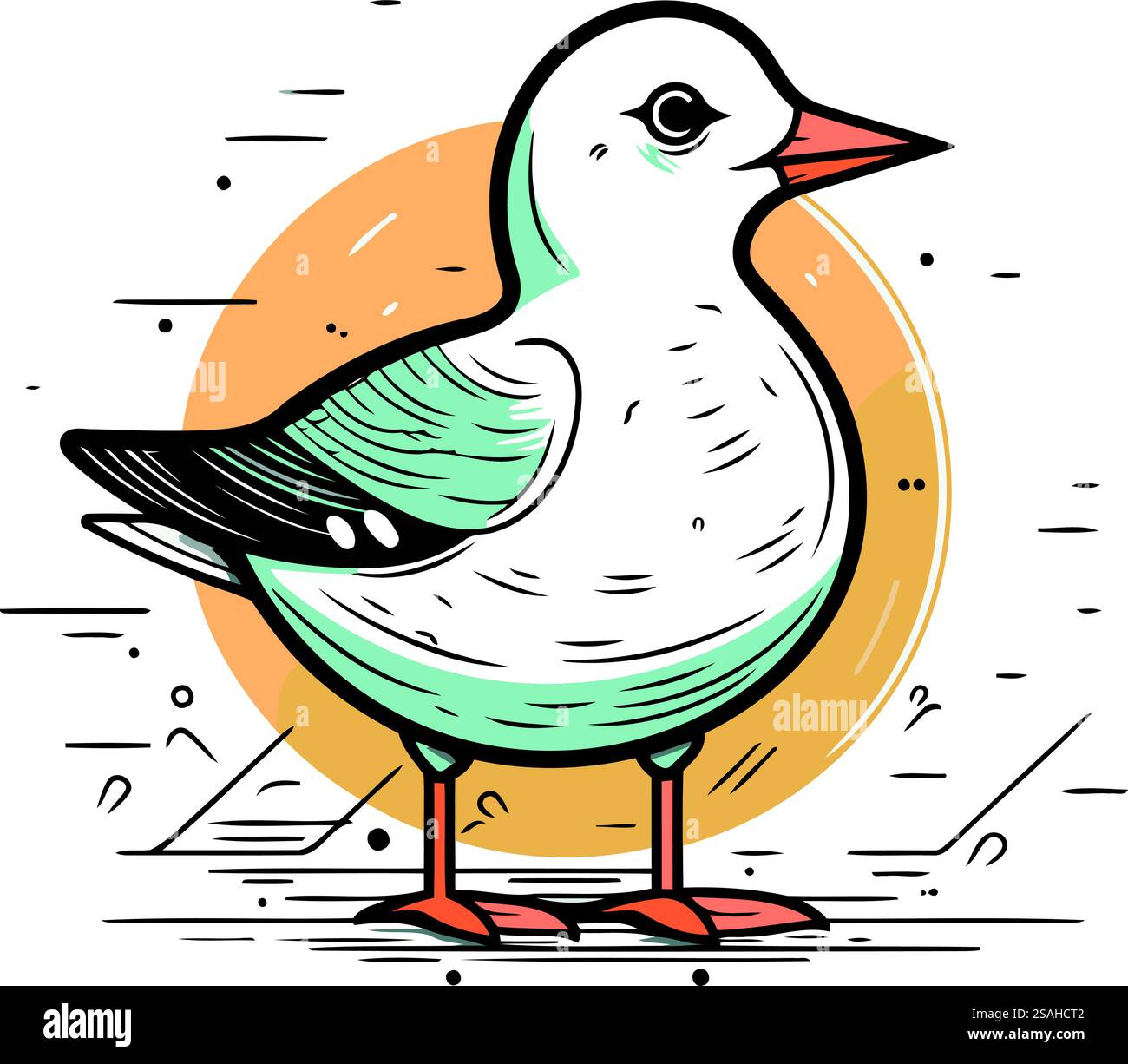 Seagull bird. Vector illustration in doodle style Stock Vector Image ...