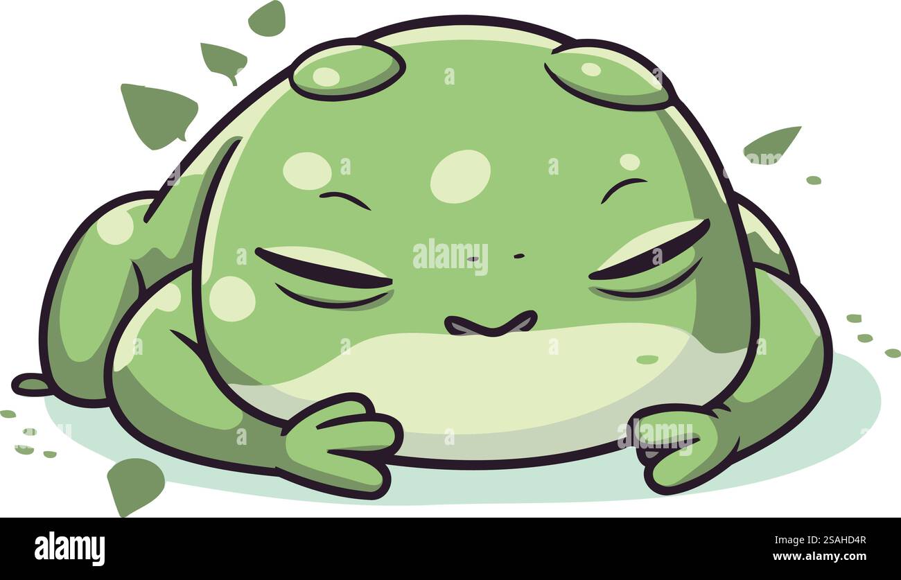 Cute cartoon frog sleeping. Vector illustration isolated on white ...