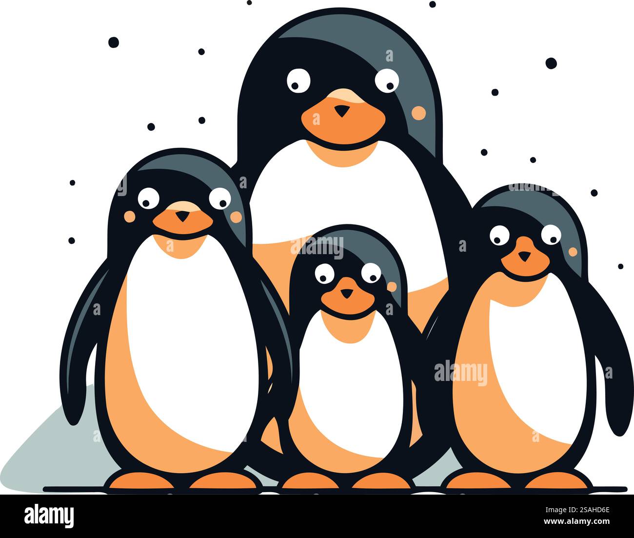 Cute penguins family. Vector illustration in flat cartoon style Stock ...