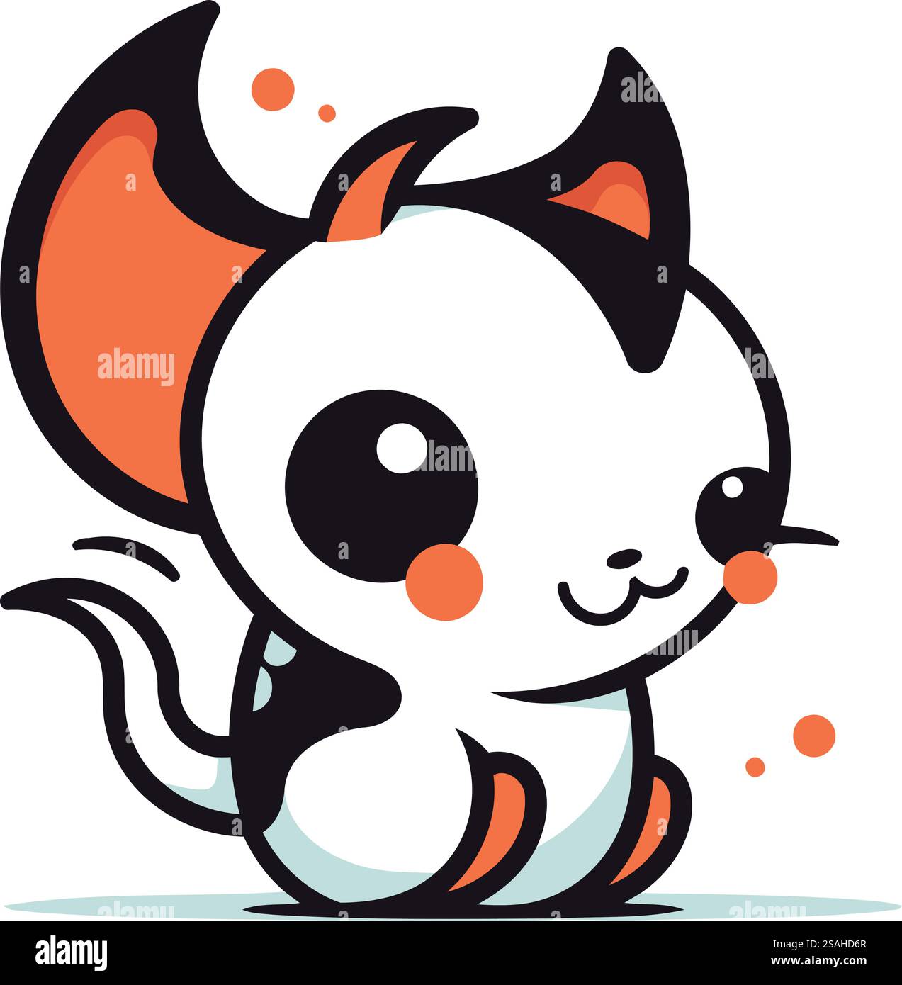 Cute cartoon cat. Vector illustration on white background. Isolated ...