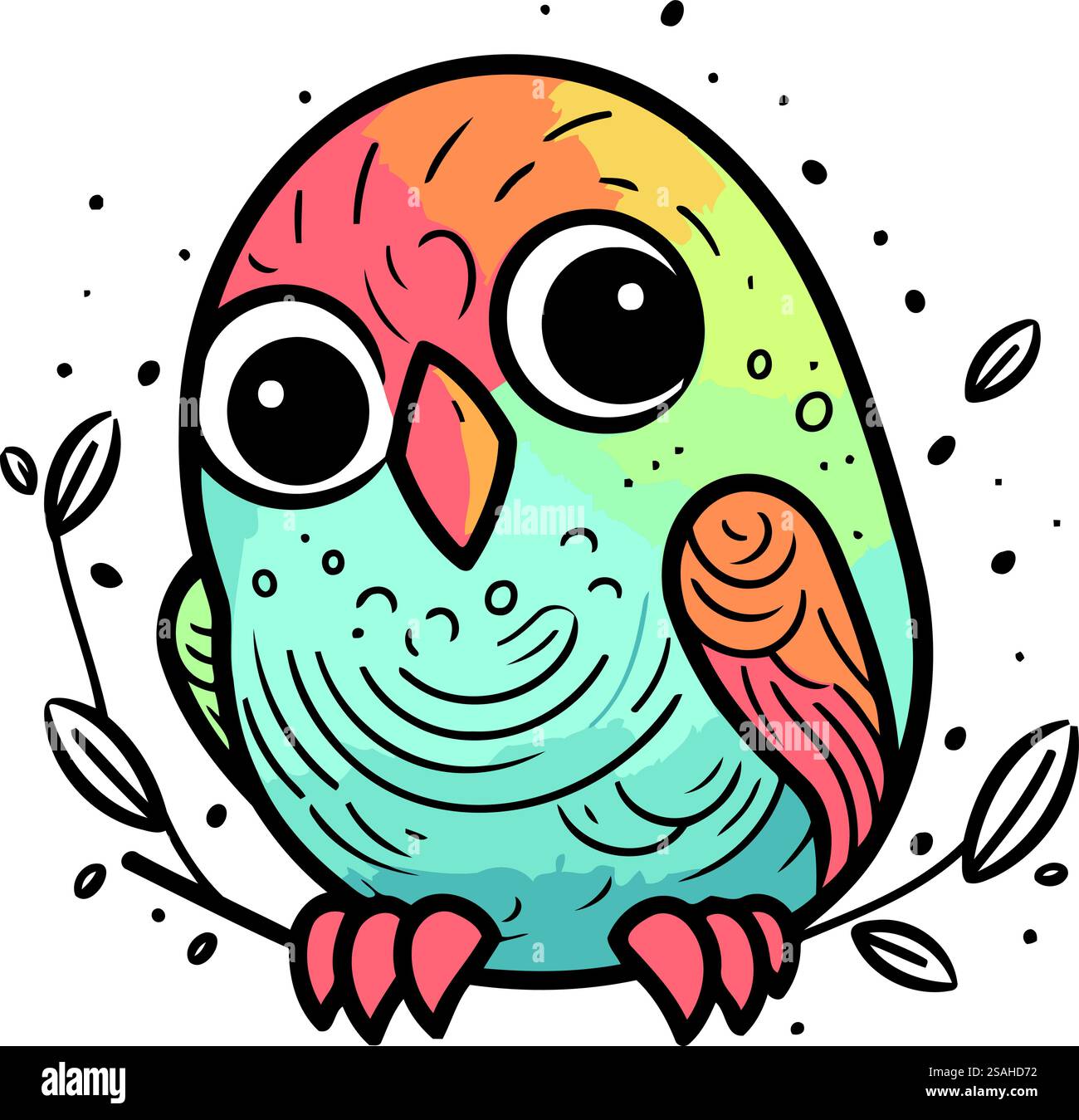 Cute colorful cartoon owl. Vector illustration isolated on white ...