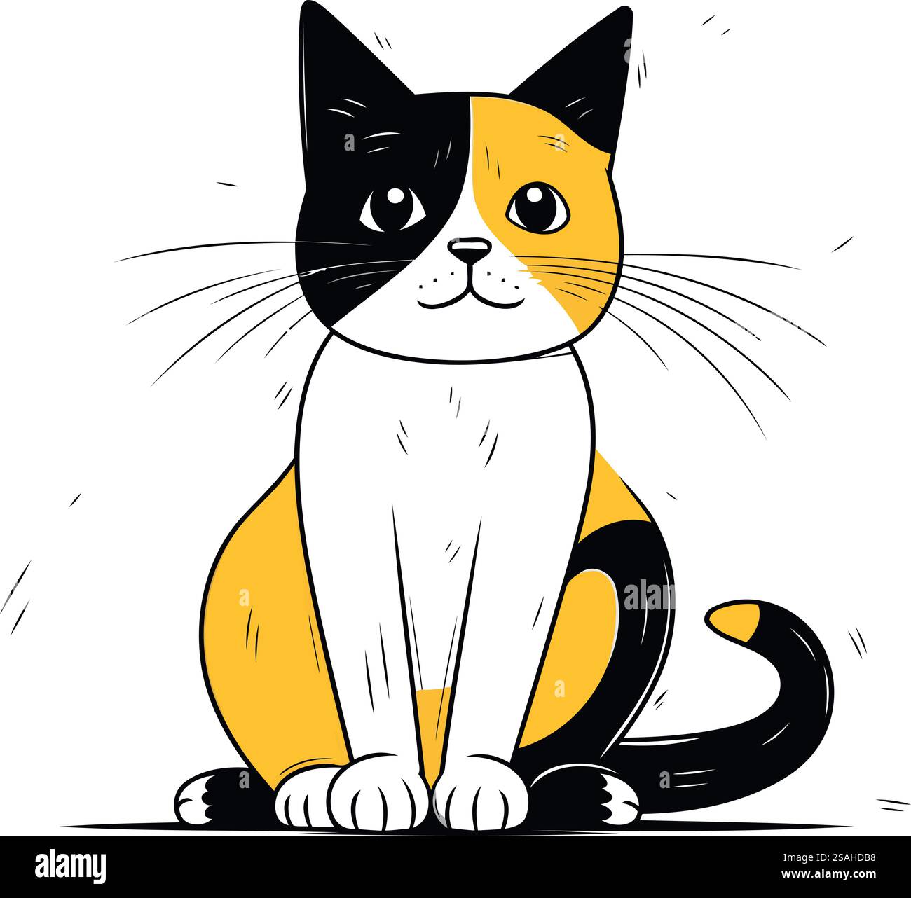 Cute cartoon cat sitting. Vector illustration isolated on white ...