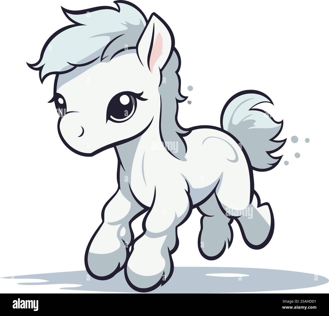 Cute cartoon white pony. Vector illustration isolated on white ...