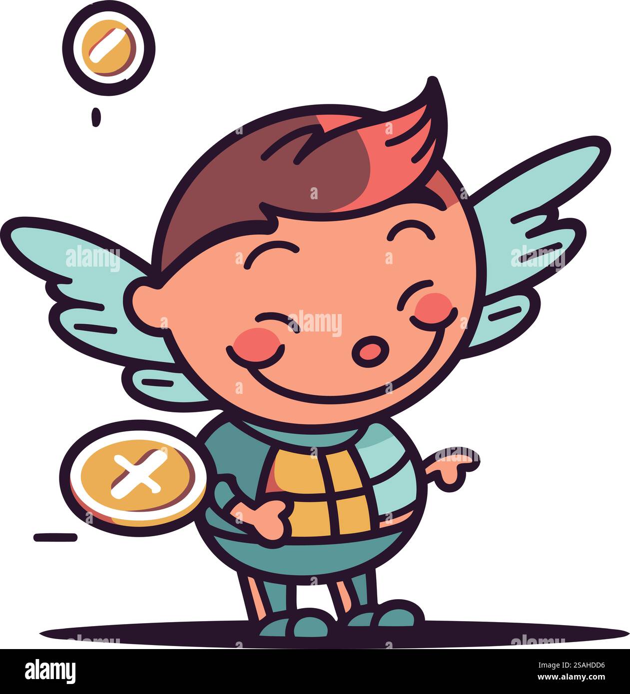 Cute boy with wings. Vector illustration in a flat style Stock Vector ...