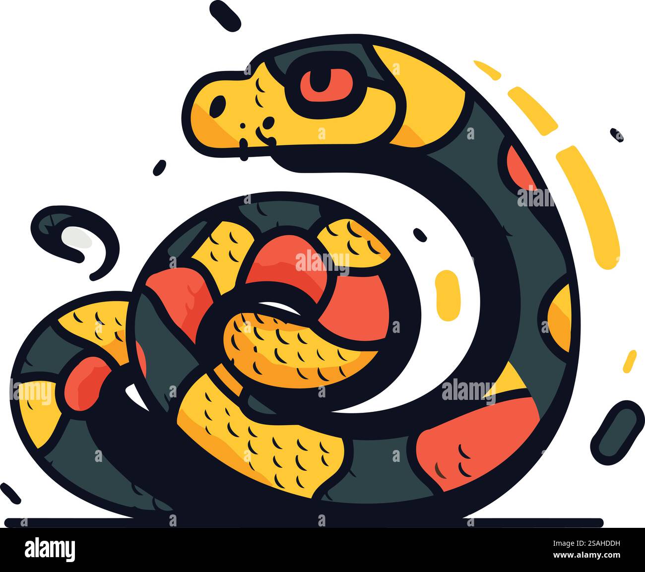 Cute cartoon snake. Vector illustration. Isolated on white background ...