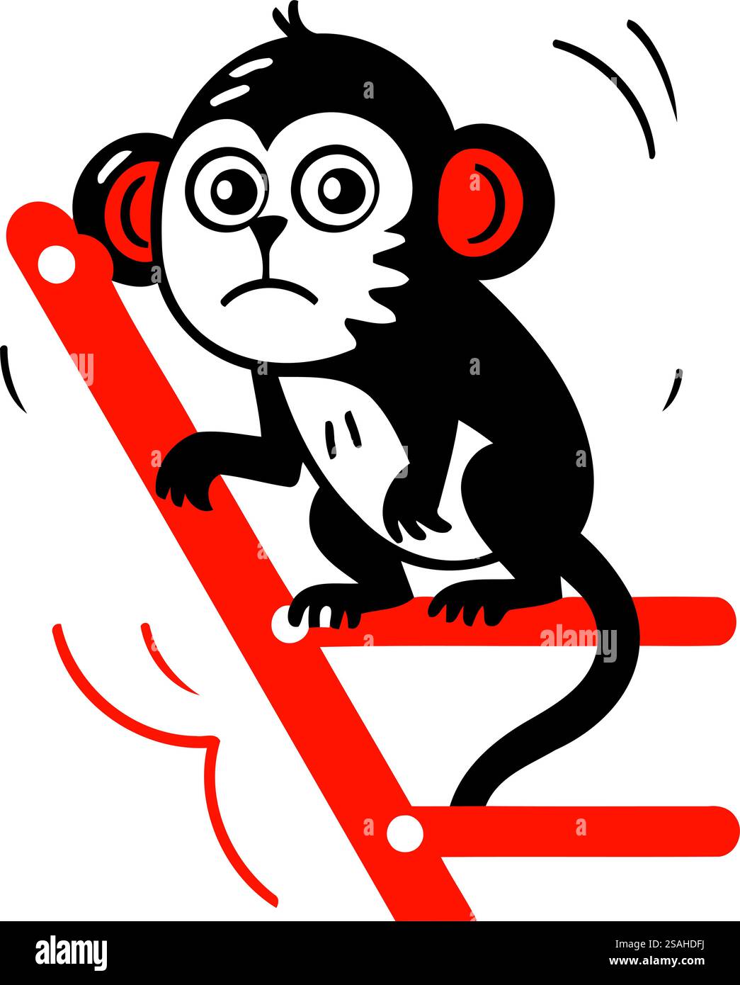 Monkey in a red stop sign. Vector illustration isolated on white ...