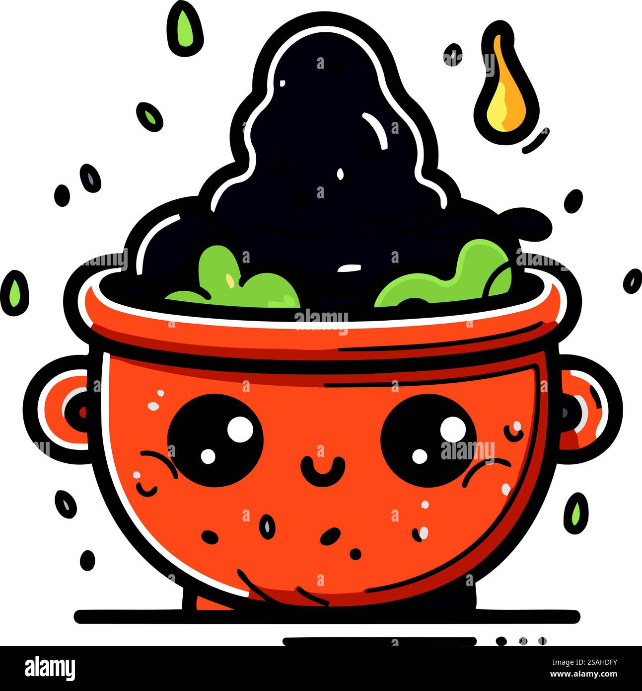 Cute kawaii pot with water drops. Vector illustration Stock Vector ...