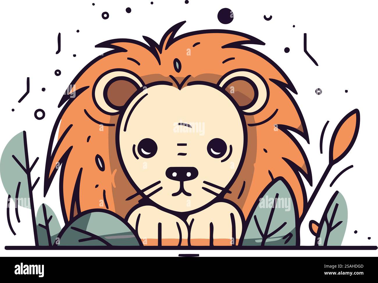 Cute Lion. Vector illustration in doodle cartoon style Stock Vector ...